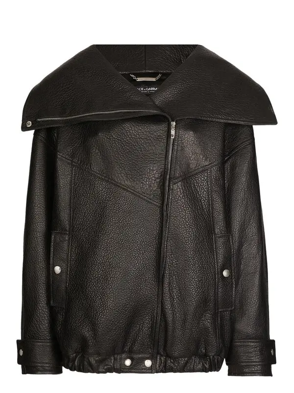 Dolce & Gabbana Dolce Gabbana Oversized Biker Jacket - Black