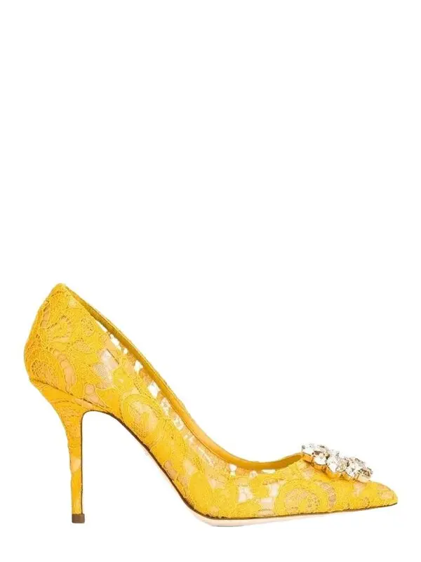 Dolce & Gabbana Dolce Gabbana Taormina Lace Embellished Pumps - Yellow