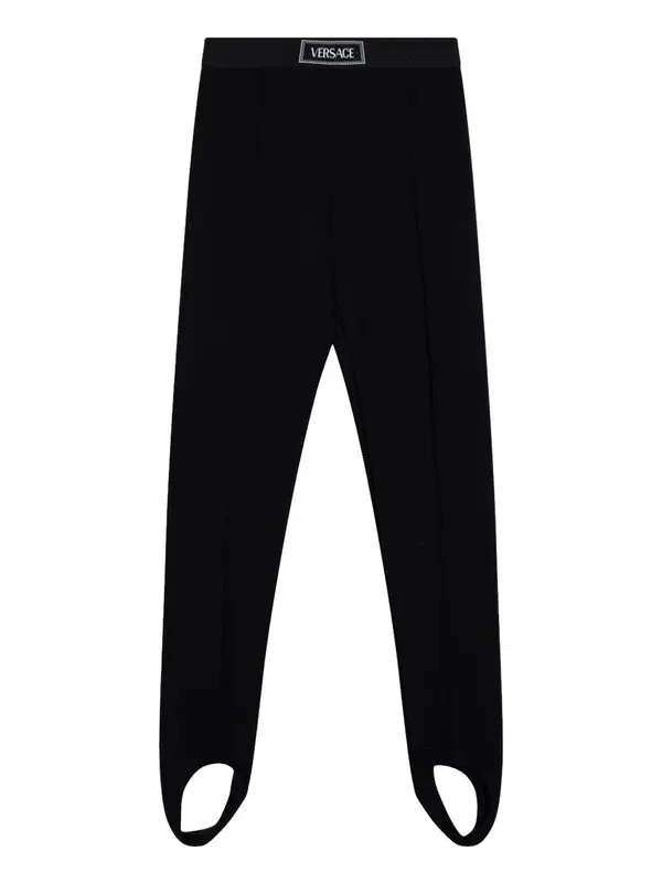 Versace Logo-waistband Leggings - Black