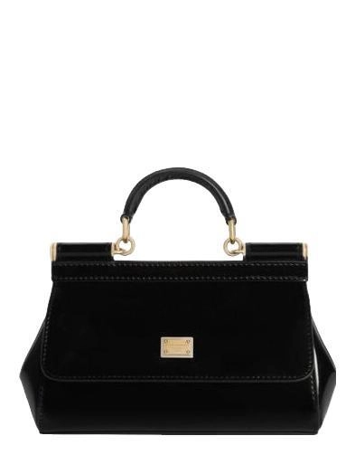 Dolce & Gabbana Dolce Gabbana Logo Plaque Small Sicily Handbag - Black
