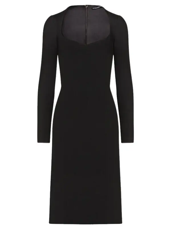 Dolce & Gabbana Dolce Gabbana Sweetheart Long-sleeved Midi Dress - Black