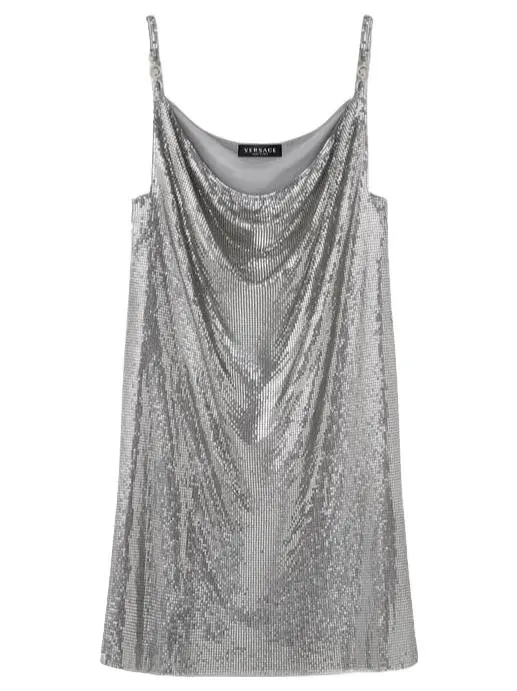 Versace Medusa Metal Mesh Mini Dress - Silver