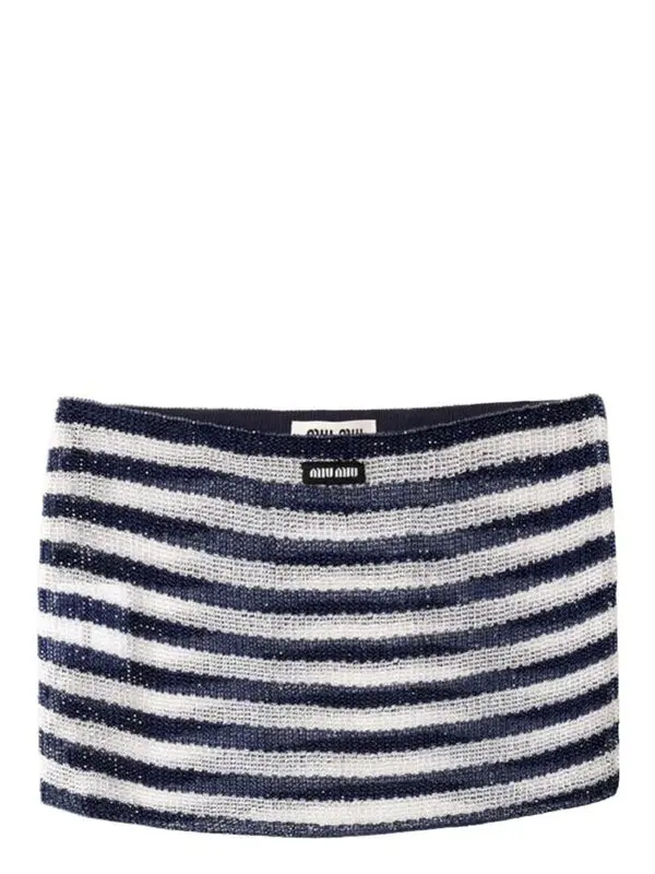 Miu Miu Embroidered Beaded Miniskirt - Blue/white