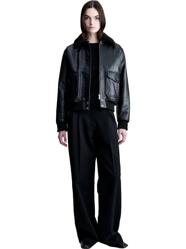 A.p.c. Amelia Jacket Leather Bomber Jacket - Black