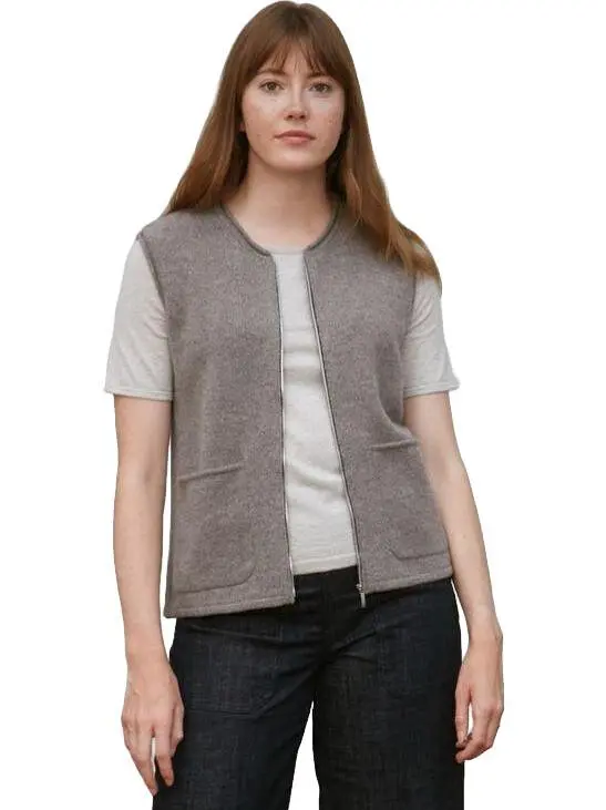 PAUL JAMES Lambswool Zip Neck Knitted Gilet - Vole