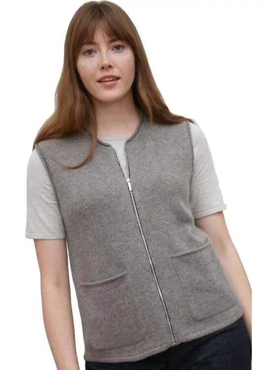 PAUL JAMES Lambswool Zip Neck Knitted Gilet - Vole