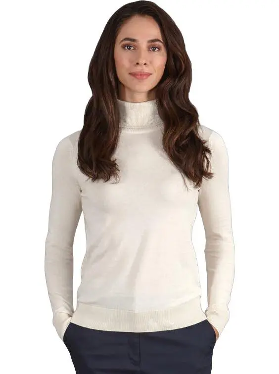 PAUL JAMES Cotton Roll Neck Long Sleeve Sweater - Ecru