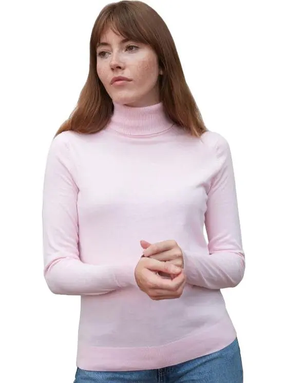 PAUL JAMES Cotton Roll Neck Long Sleeve Sweater - Softpink