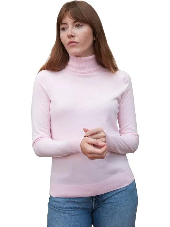 PAUL JAMES Cotton Roll Neck Long Sleeve Sweater - Softpink