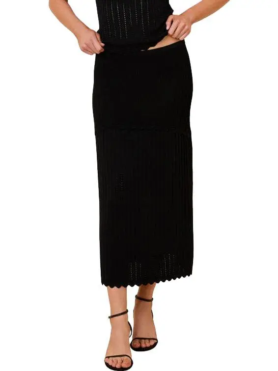 Solid & Striped Amara Rib Knit Midi Skirt - Noir