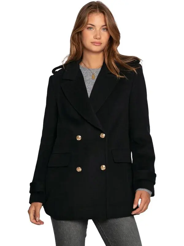 BELLE & BLOOM Harbour Military Wool Blend Pea Coat - Navy