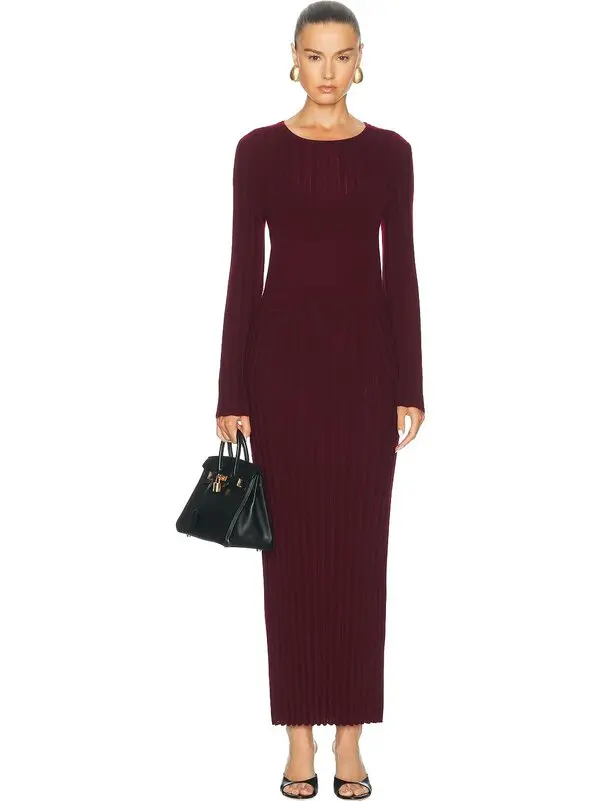 LISA YANG Esme Dress In Wine - Deep Plum