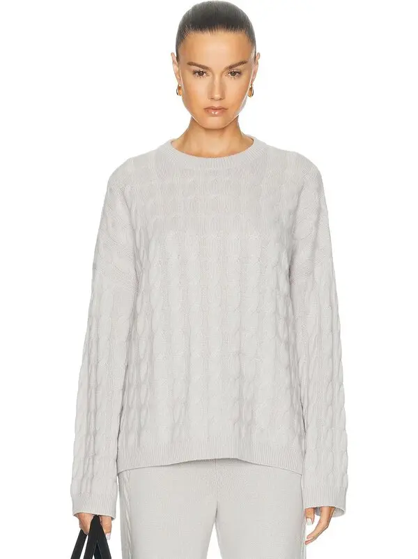 LISA YANG Seymour Sweater In Light Grey - Seashell