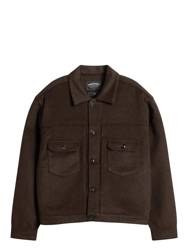 FRIZMWORKS Solid Wool Trucker Jacket - Brown