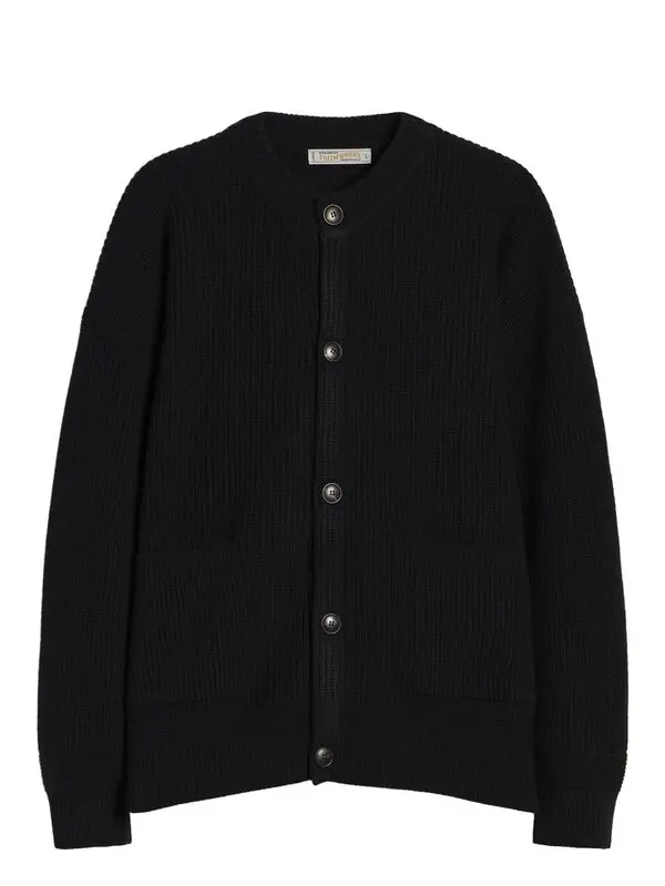 FRIZMWORKS Heavy Wool Round Cardigan - Black