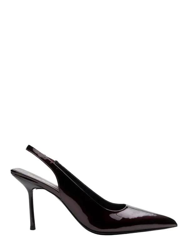LEATHERE Burgundy Patent Leather Pointed Toe Slingback Heels Burgundy Laredo - Black/red