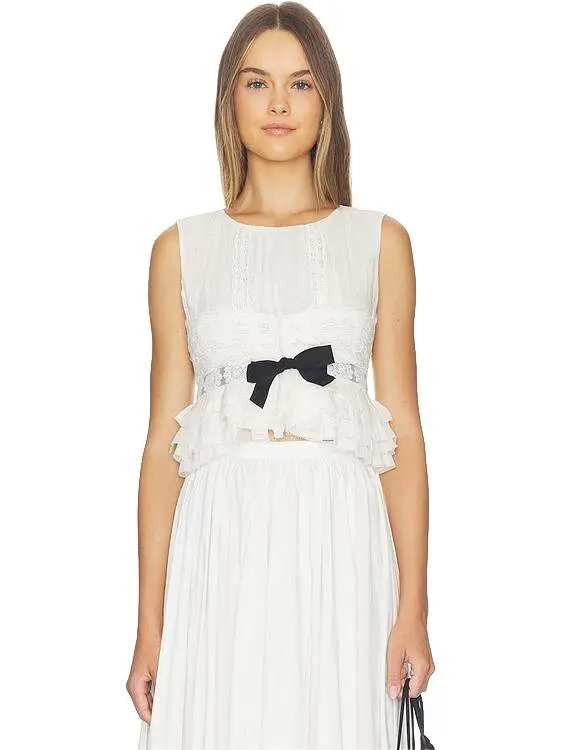 V. CHAPMAN X Kristopher Brock Almeria Top In White - Eggshell