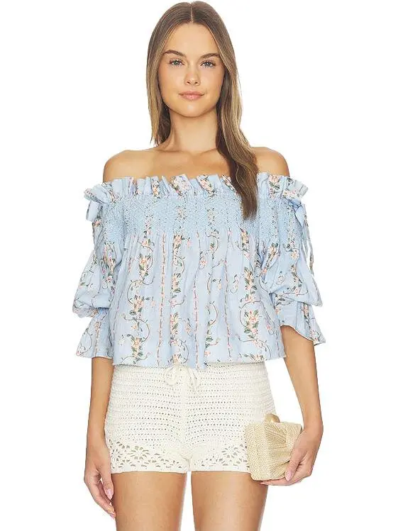 Agua Bendita Isla Navegante Blouse In Blue - Multicolor