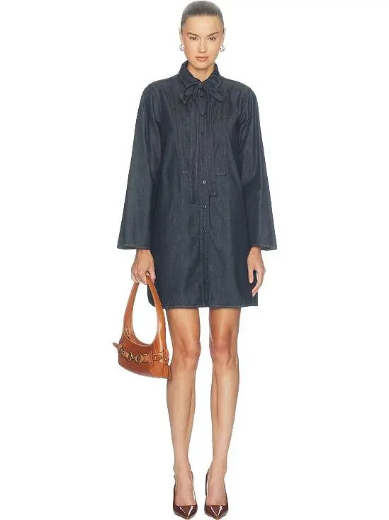 FRAME The Denim Tuxedo Dress In Blue - Rinse