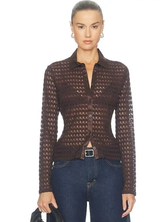 FRAME The Bubble Stitch Shirt In Brown - Chestnut