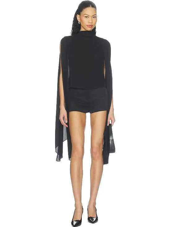 Lapointe Georgette Cape Sleeve Top - Black