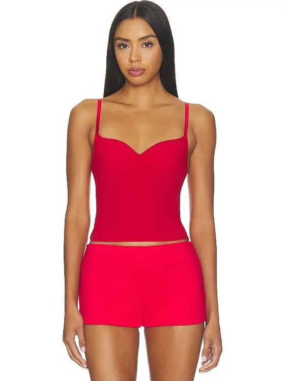 FLEUR DU MAL Built-in Bra Cami Top In Red - Rouge