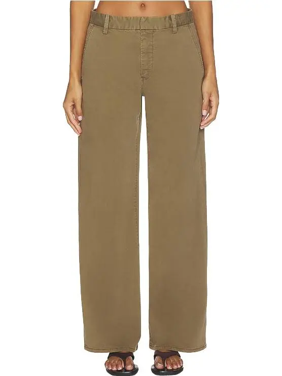 Good American Low Slung Baggy Trouser In Green - Tea Bark