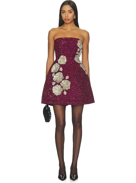 LA FUORI Midnight Rosette Dress In Red - Cherry Red