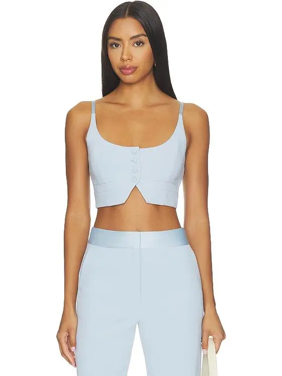 FLEUR DU MAL Tuxedo Crop Vest In Blue - Raindrop