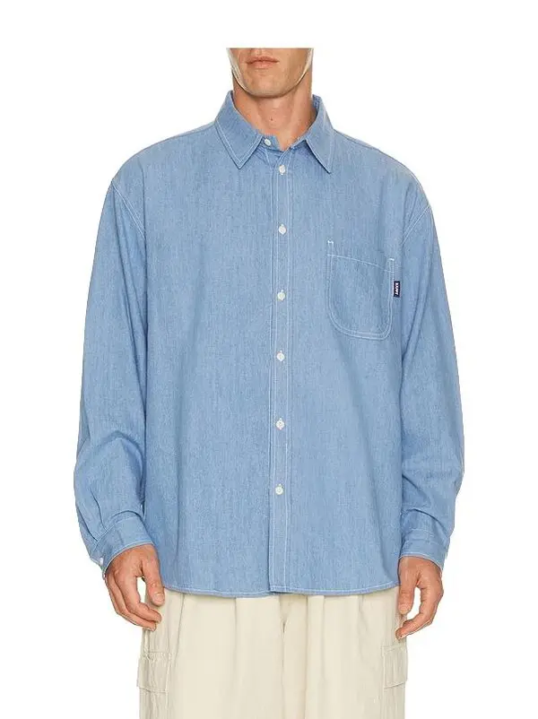 KAPPY DESIGN Relaxed Chambray Shirt In Blue - Light Blue