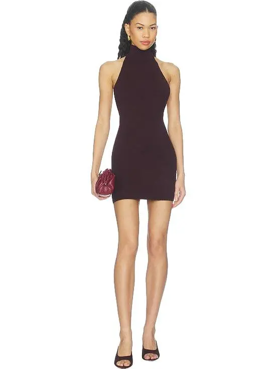 LOVERS AND FRIENDS Ennie Mock Neck Dress In Burgundy - Wine