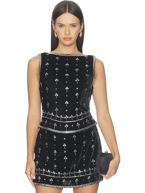Amanda Uprichard Ines Velvet Top - Black