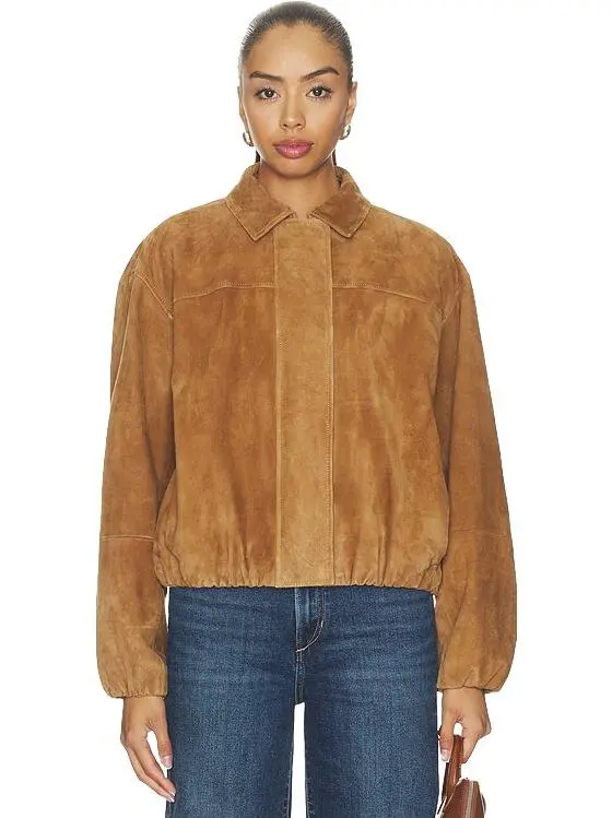 Joe's Jeans The Bella Suede Bomber Jacket In Tan - Nutmeg