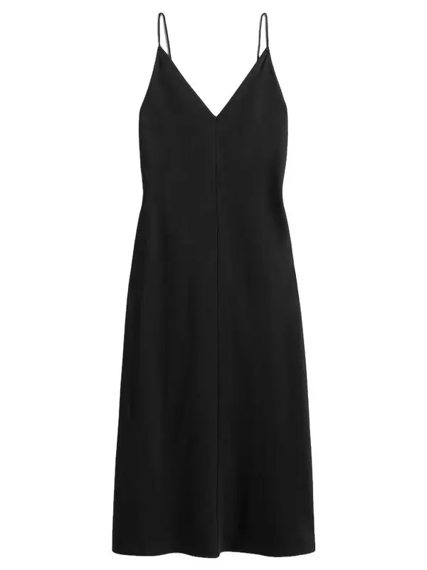 Cos Crepe Midi Slip Dress - Black