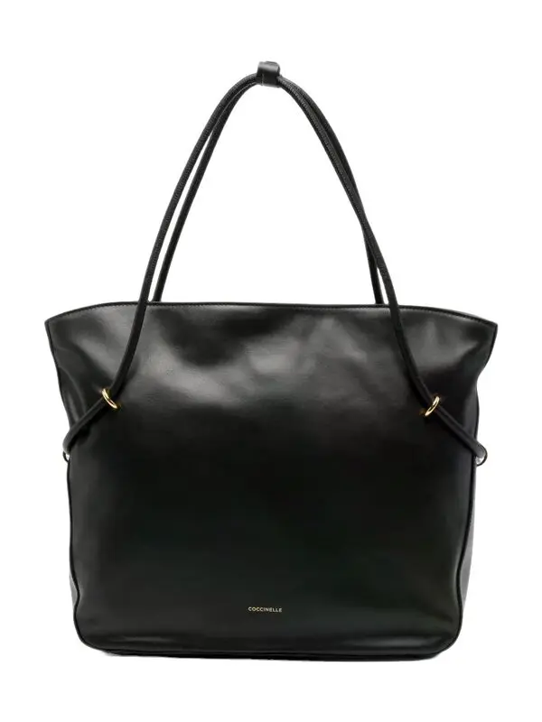 COCCINELLE Logo-print Leather Shoulder Bag - Black