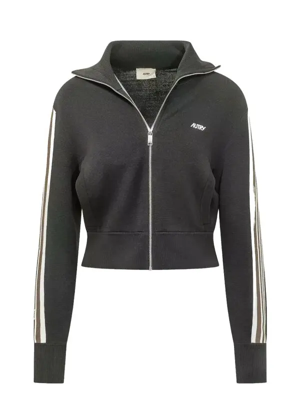 AUTRY Side-stripe Zip-up Sweatshirt - Grey