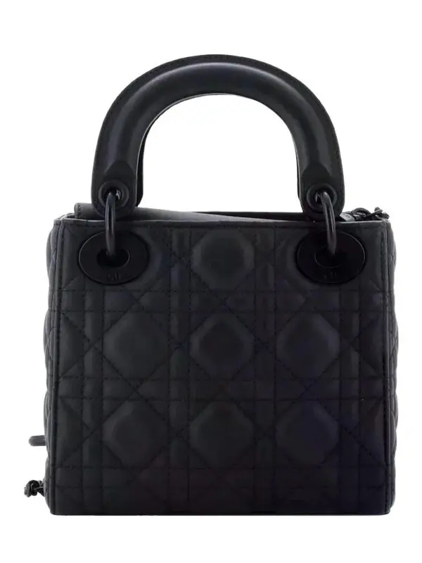 Dior Ultra Matte Lady Chain Bag Cannage Quilt Calfskin Mini Shoulder Bag - Black