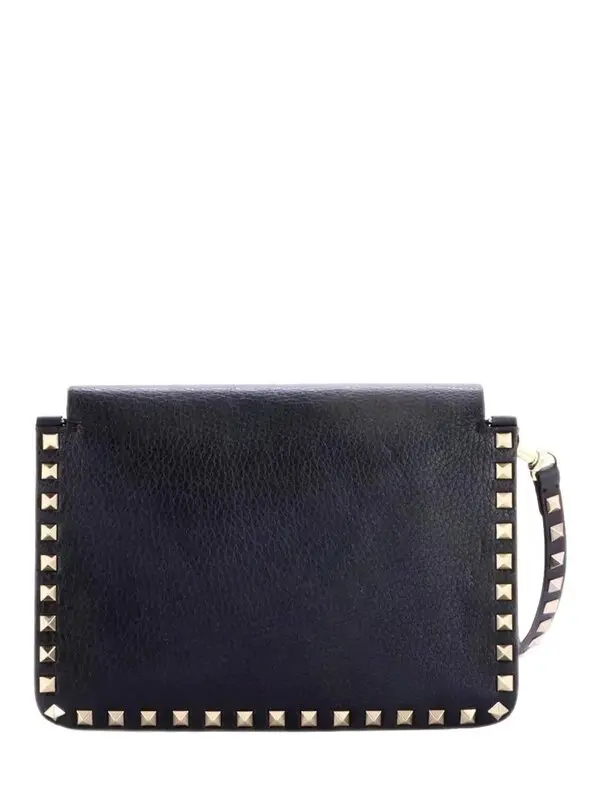 Valentino Garavani Rockstud Front Handle Flap Bag Leather Small Crossbody Bag - Black