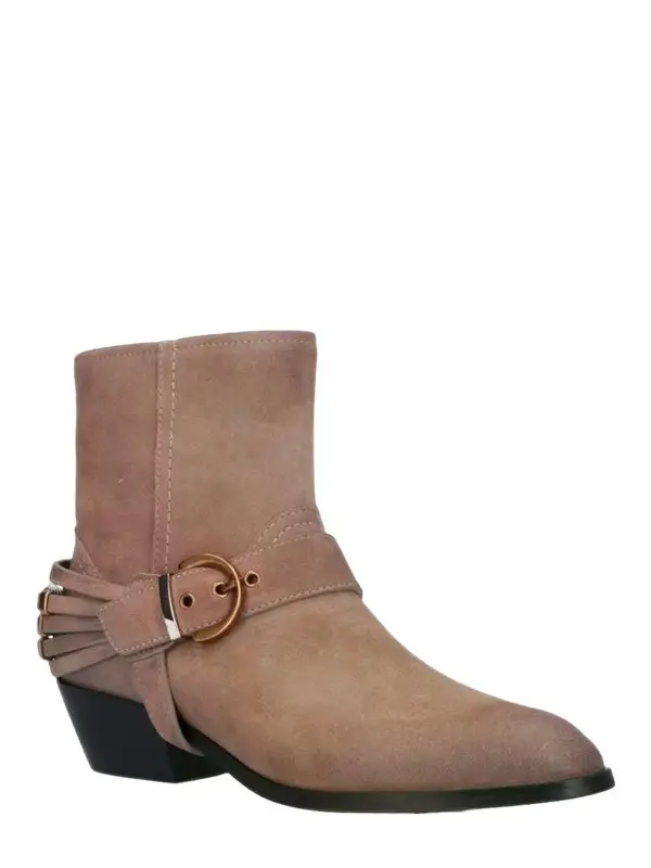 Pinko Buckled Suede Boots - Neutrals