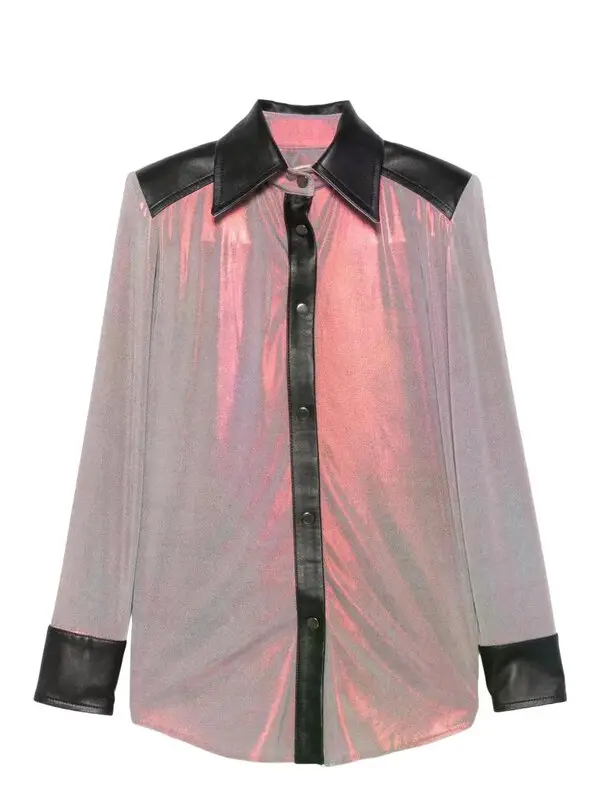 MITILIANE COUTURE Holographic Leather-trimmed Shirt - Red