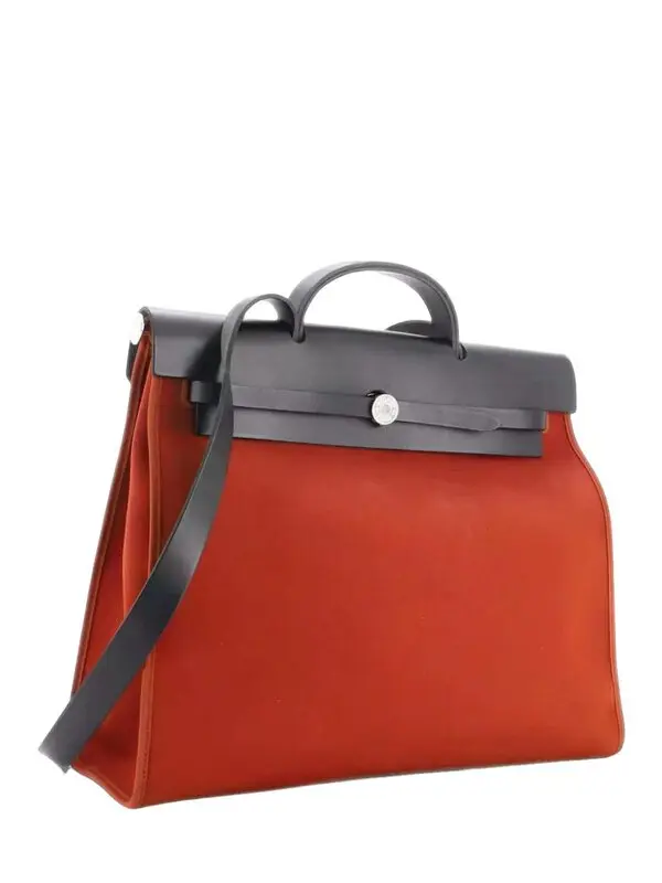 Hermès Herbag Zip Leather And Toile 39 Satchel - Brown