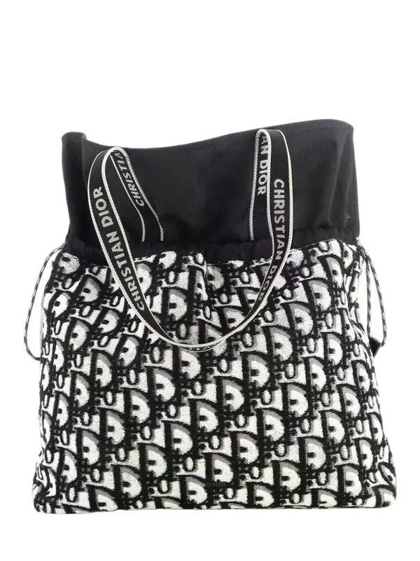Dior Reversible Oblique Terry Cotton And Oblique Technical Nylon Tote Bag - Black