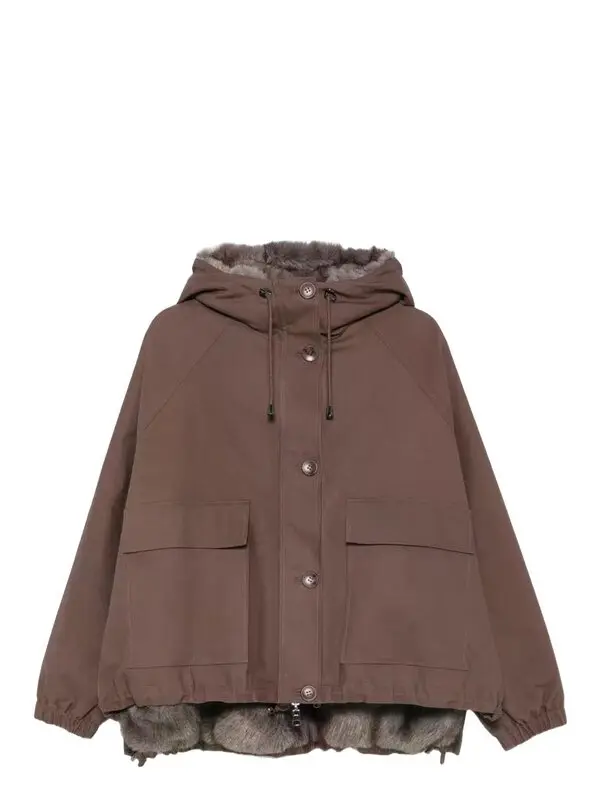 VALENTINI 1972 Faux-fur-trim Hooded Coat - Brown