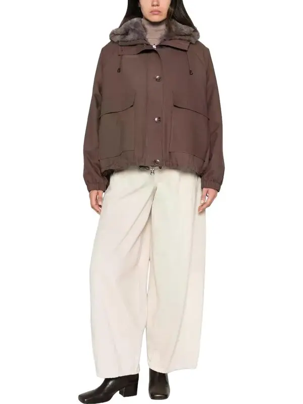 VALENTINI 1972 Faux-fur-trim Hooded Coat - Brown