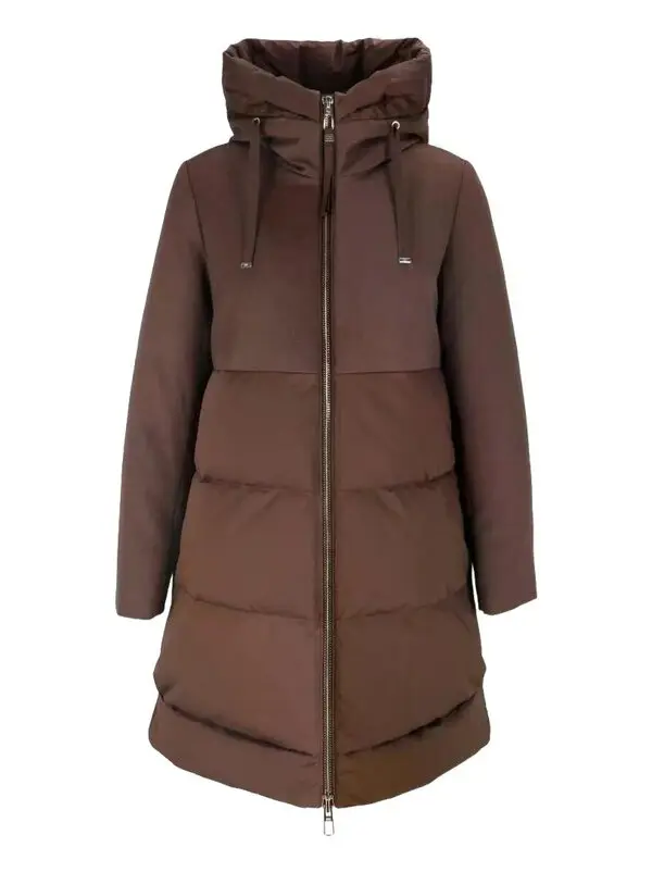 DUNO Hooded Panelled Oversized Coat - Brown