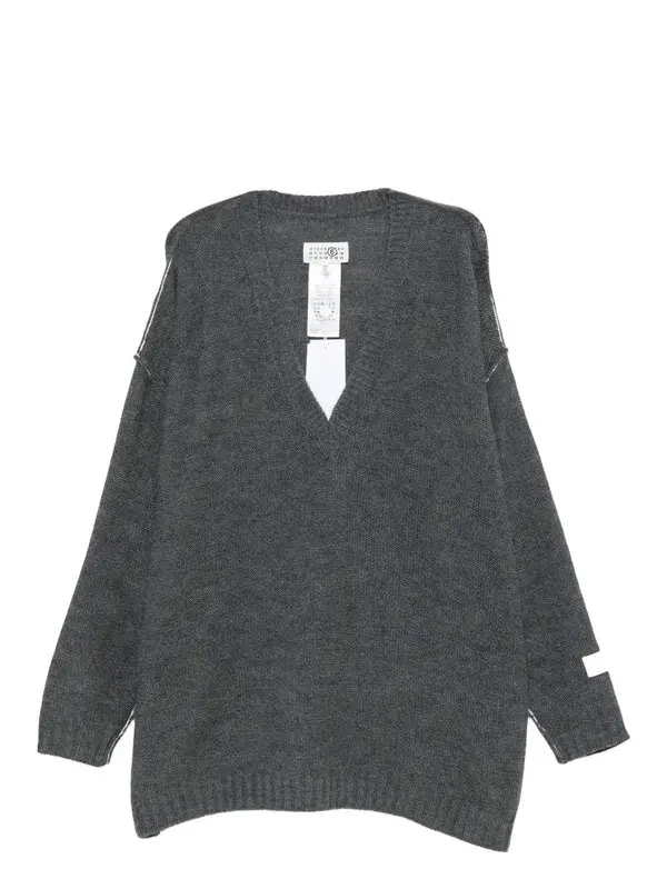 MAISON MARGIELA Oversized V-neck Sweater - Grey
