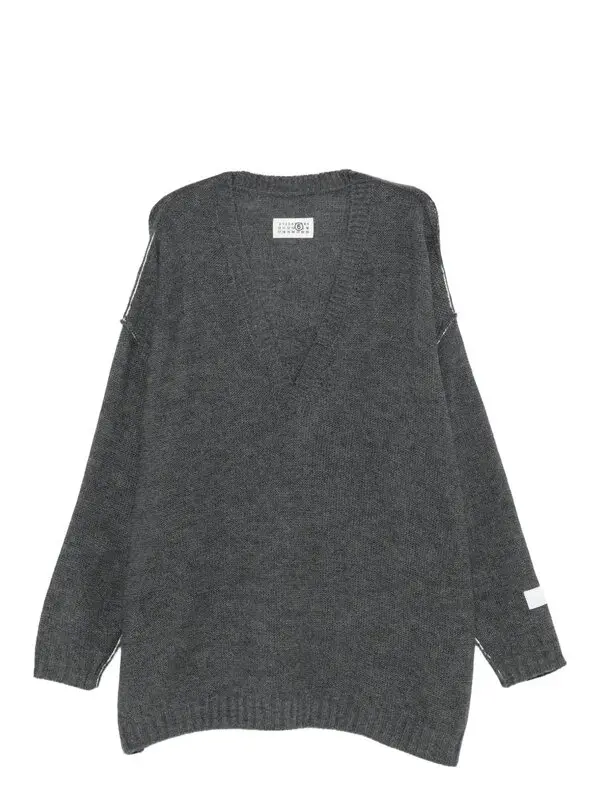 MAISON MARGIELA Oversized V-neck Sweater - Grey