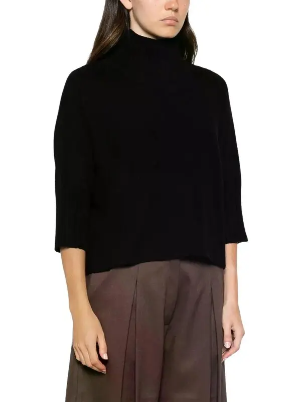 VELA SHOP Ribbed-knit High-neck Sweater - Black
