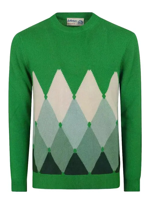BALLANTYNE Argyle-knit Cashmere Sweater - Green