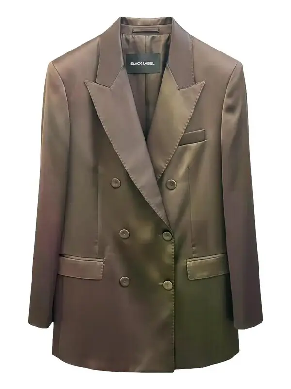 RUNDHOLZ BLACK LABEL Double-breasted Satin-finish Blazer - Brown